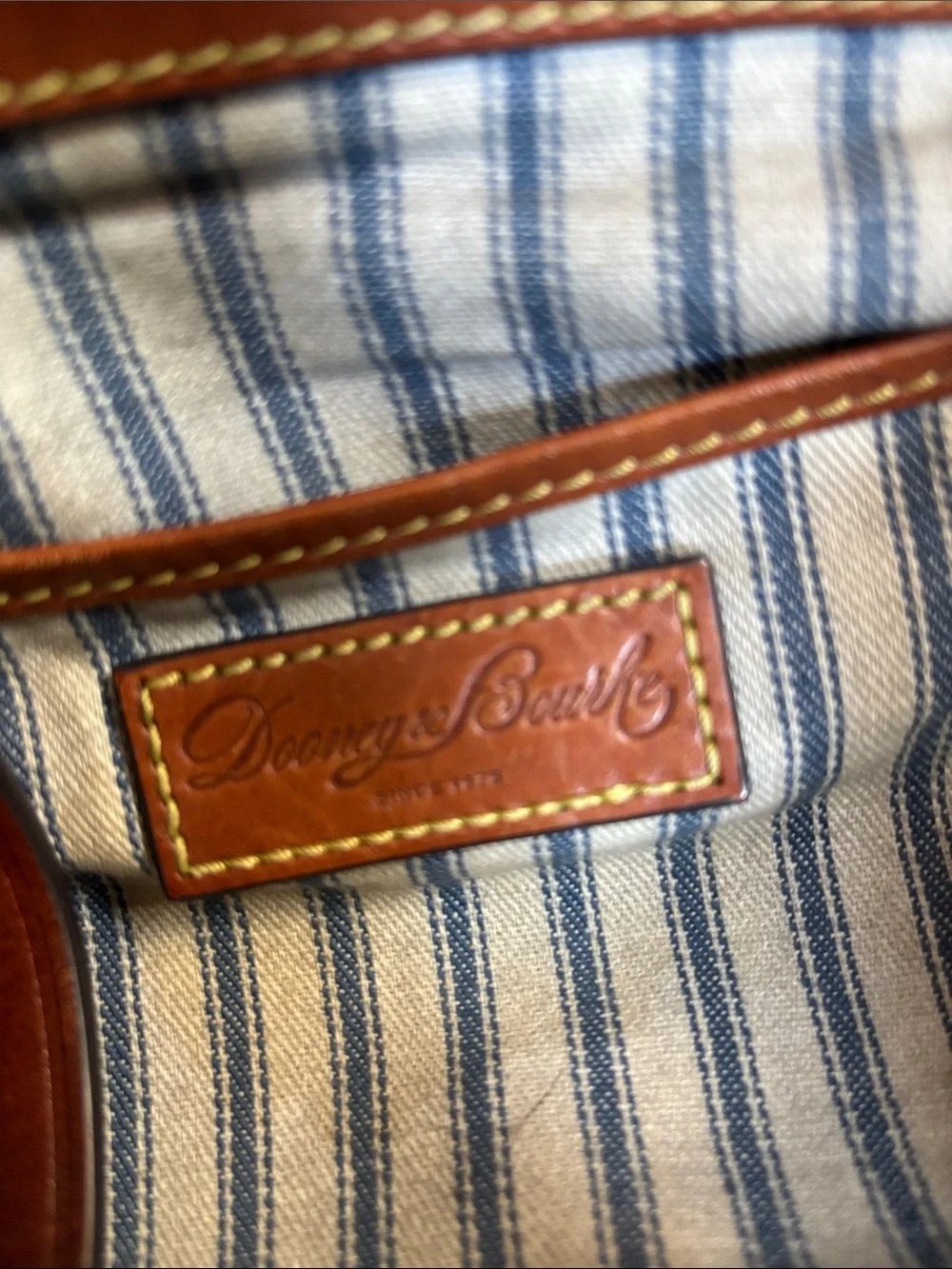 Dooney & Bourke | Bags | Dooney Bourke Style Navy Nylon Tote With Brown ...